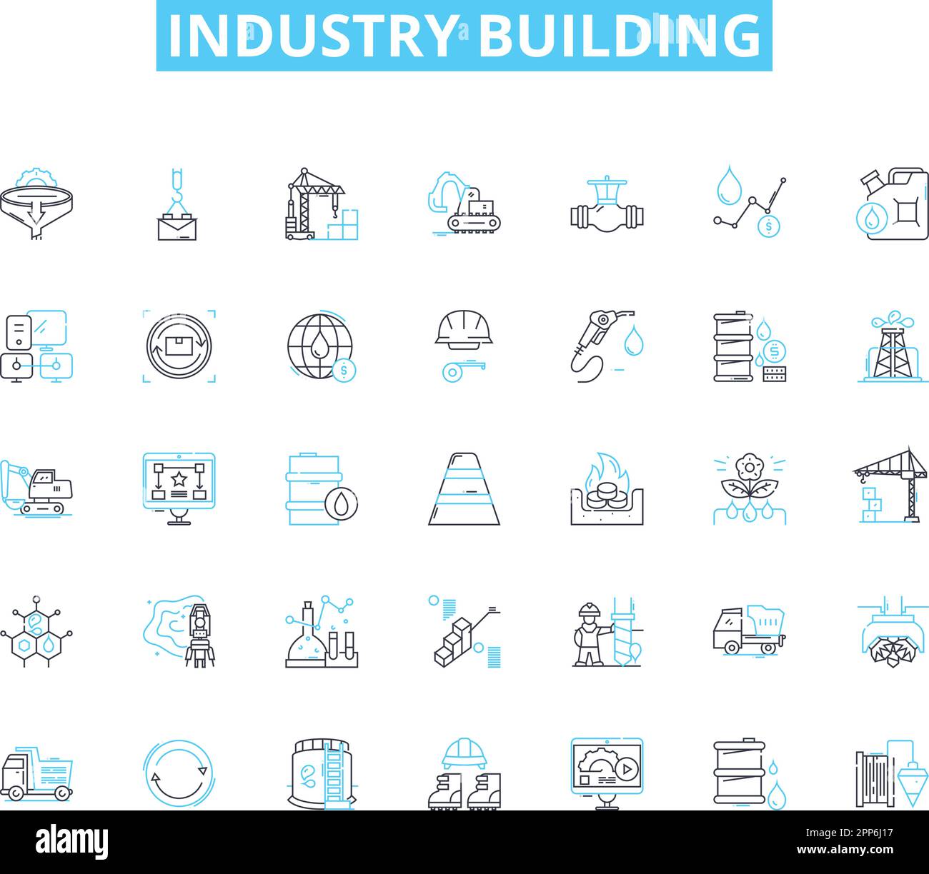 Industry building linear icons set. Construction, Architecture ... Industry building linear icons set. Construction, Architecture ...