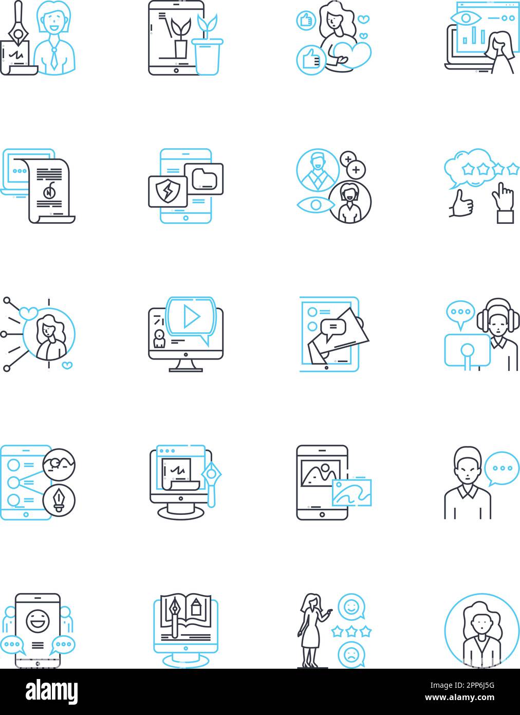 Email engine linear icons set. Inbox, Drafts, Sent, Compose ...