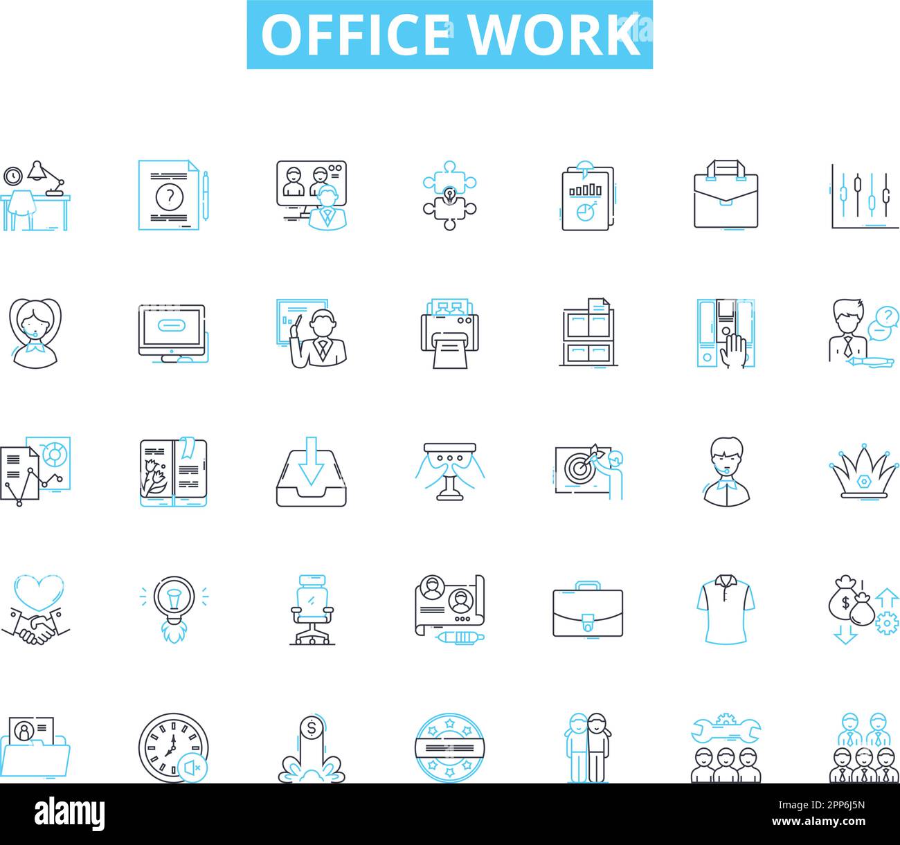 Office work linear icons set. Collaboration, Productivity, Organization ...