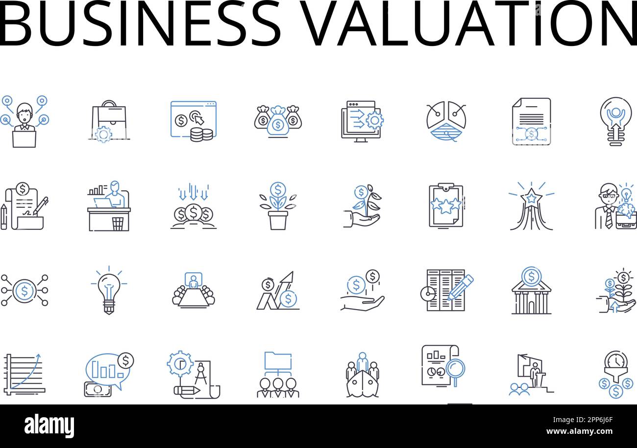 Business valuation line icons collection. Asset appraisal, Property assessment, Company worth ...