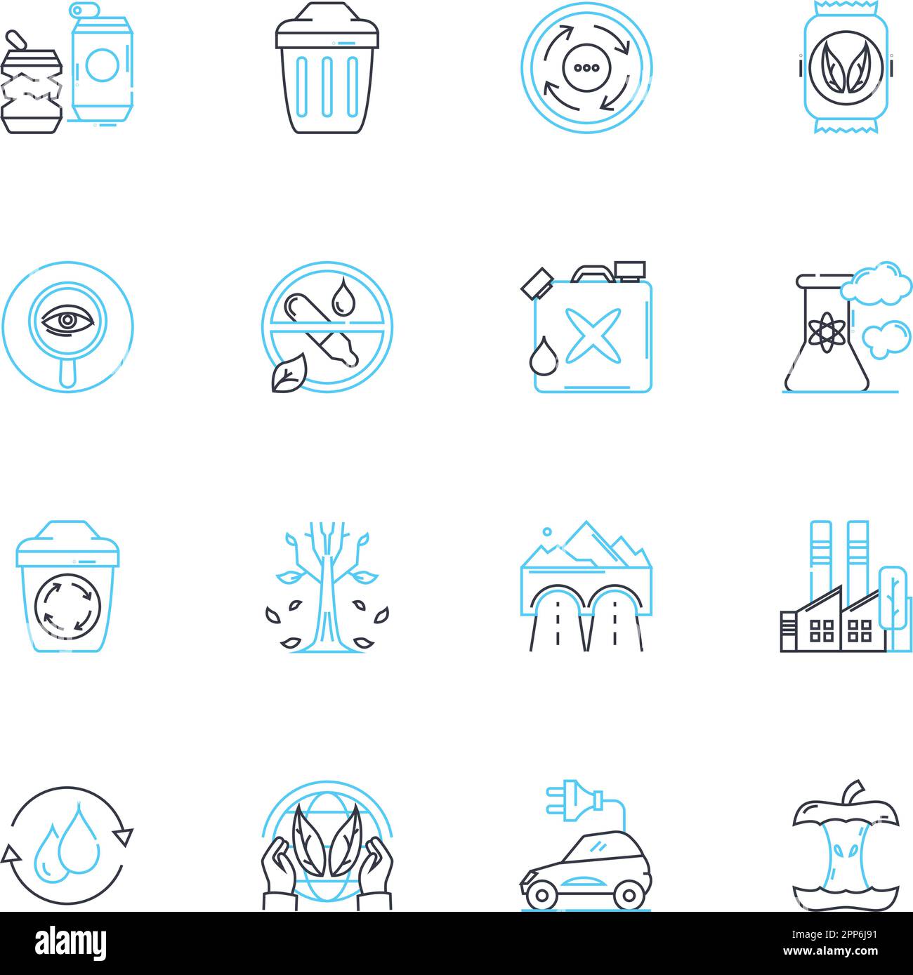 Ecosystem linear icons set. Biodiversity, Habitat, Interdependence ...