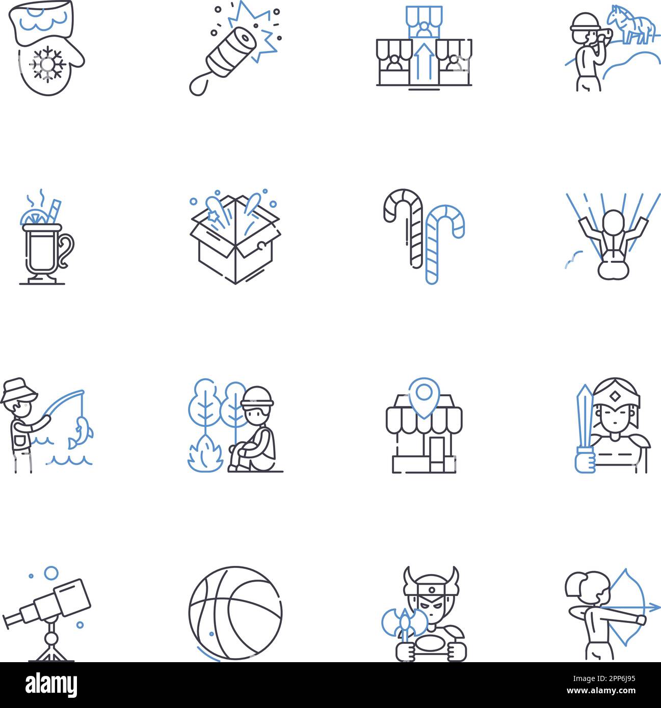 Recreational sector line icons collection. Adventure, Amusement ...