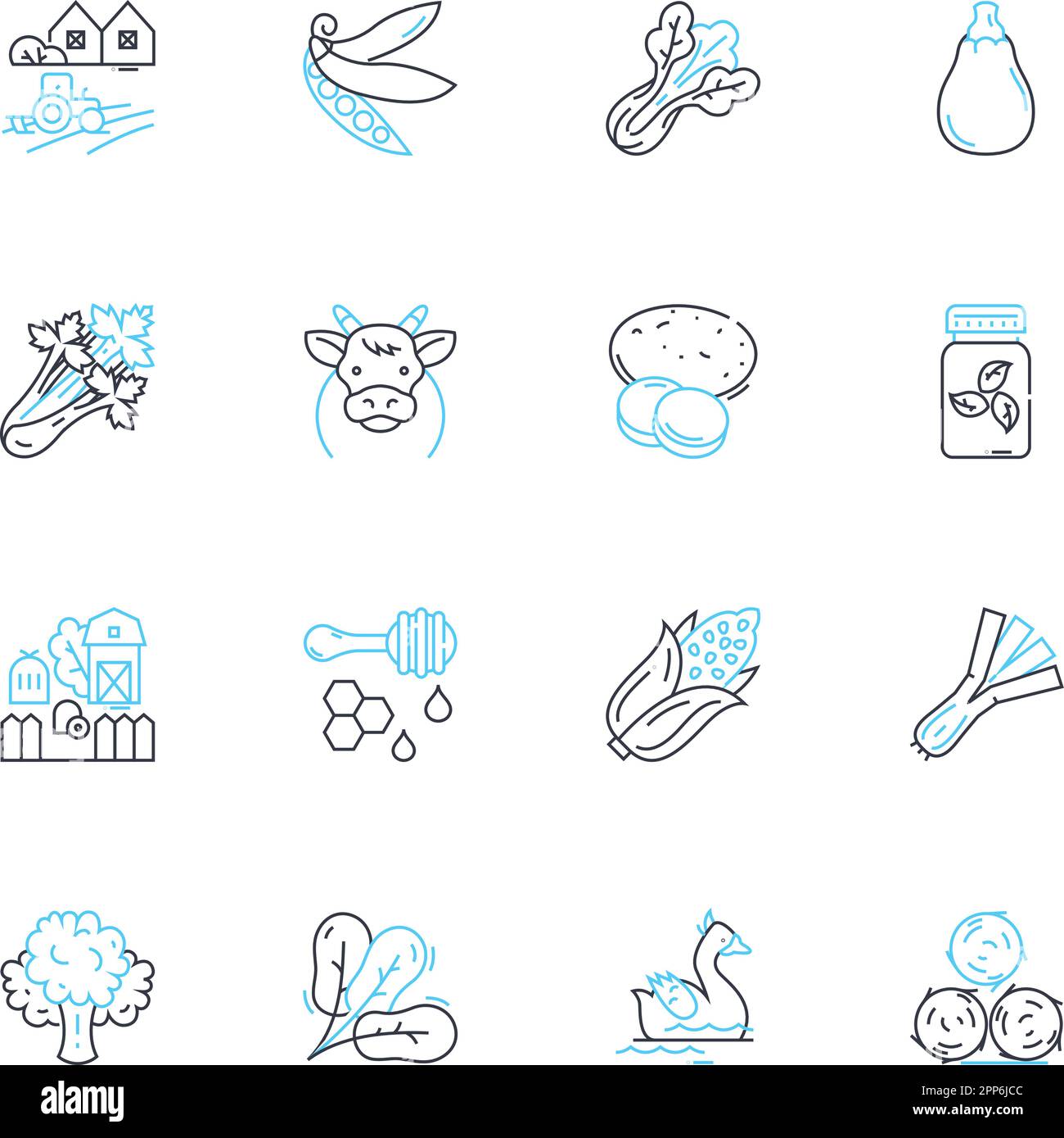 Agriculture Cultivation linear icons set. Farming, Cultivation, Harvest ...