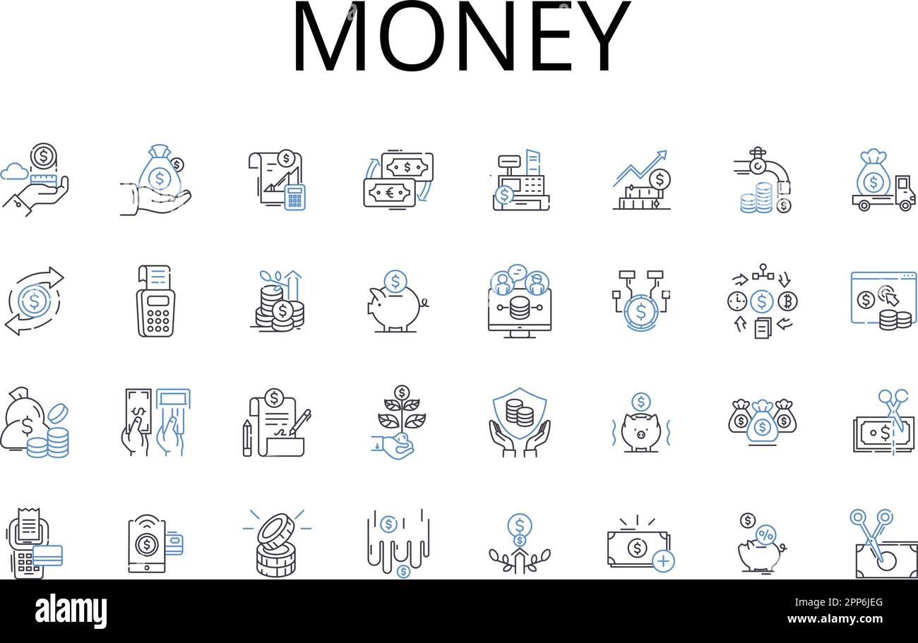 Money line icons collection. Wealth, Currency, Cash, Dough, Bucks ...