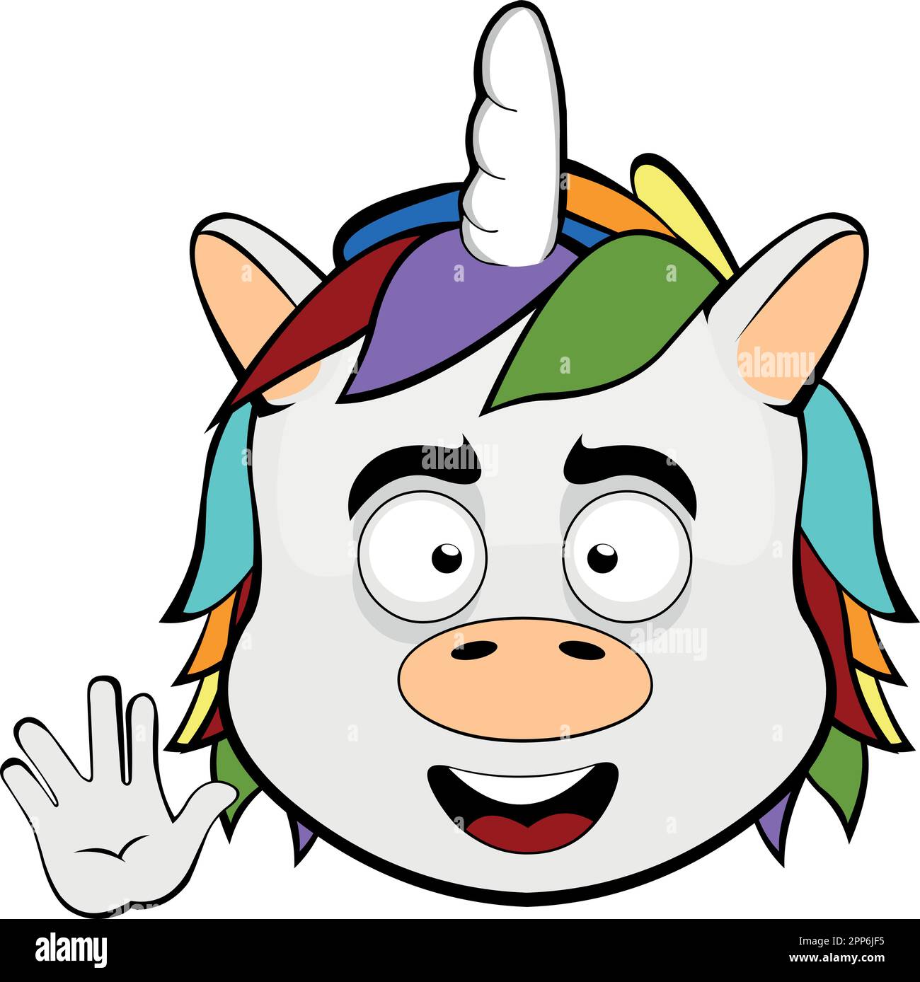 vector illustration face of a happy unicorn and doing the classic ...