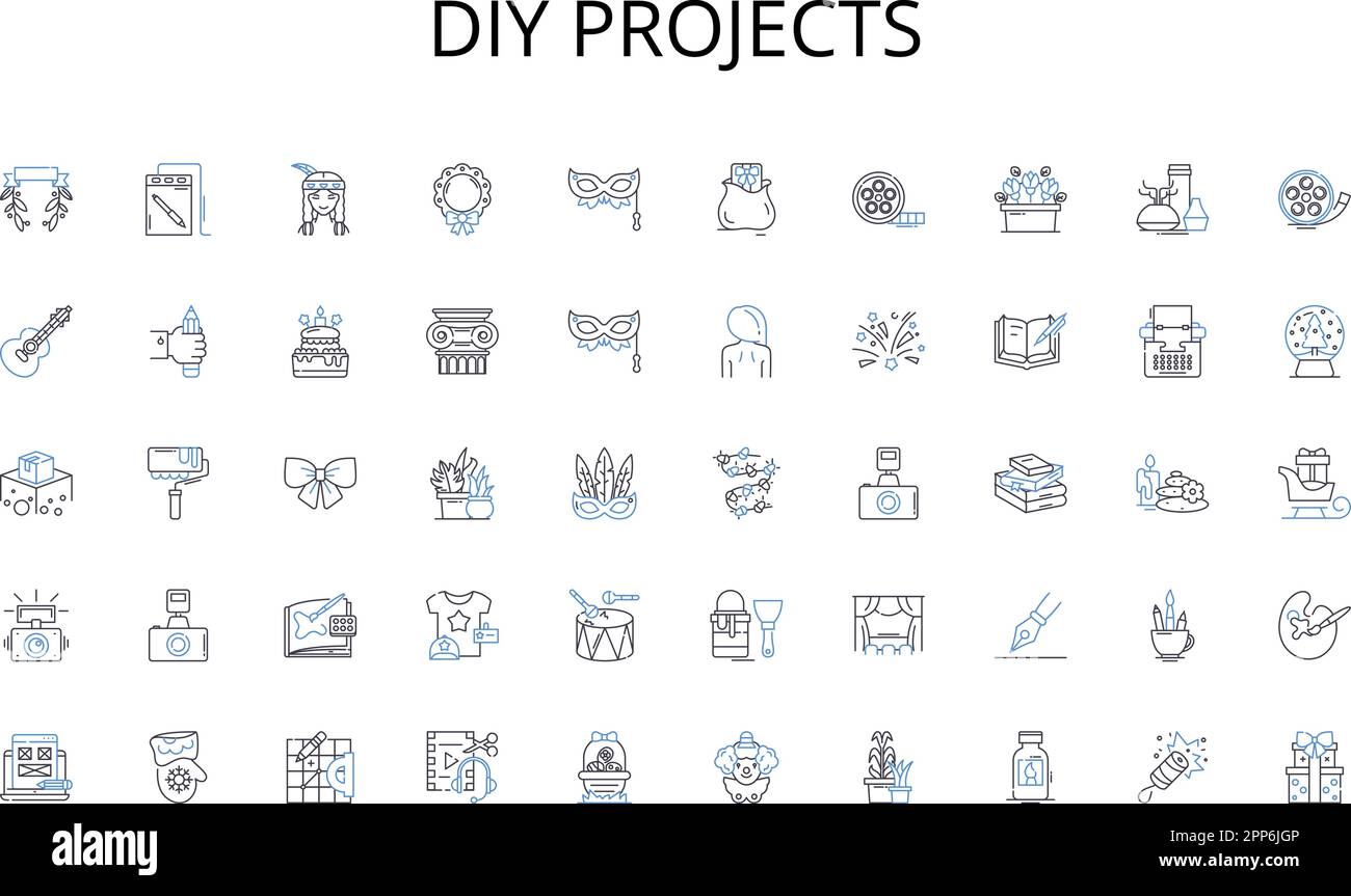 DIY projects line icons collection. teamwork, alliance, synergize ...