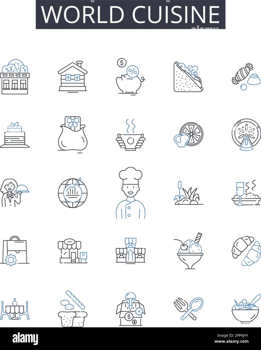 World Cuisine line icons collection. Fine Dining, Fresh Produce ...