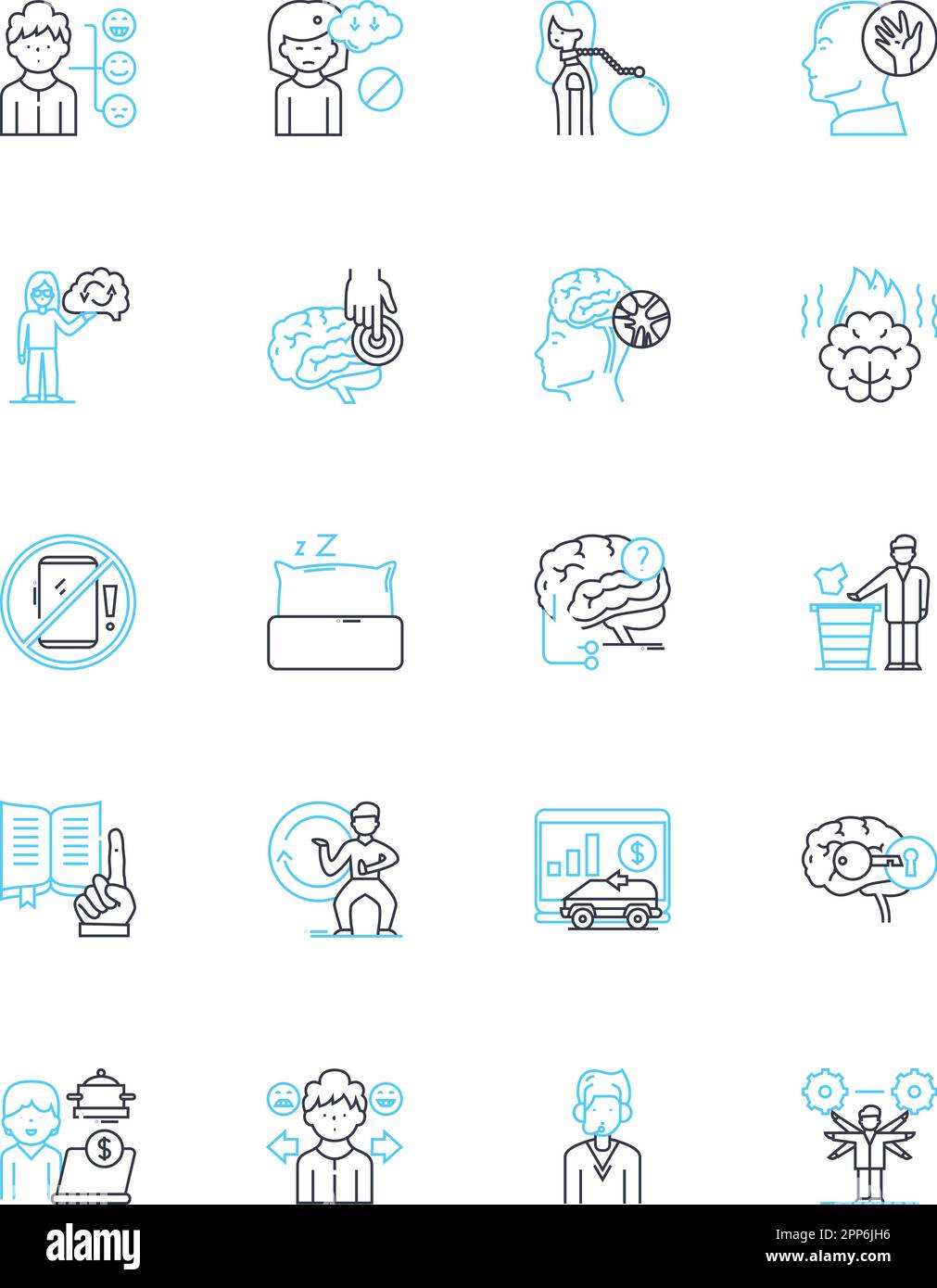 Self-discipline linear icons set. Focus, Commitment, Willpower ...