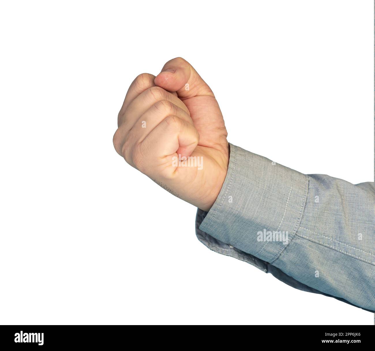 man hand fist isolated on white background. fist threat, gesture . fist ...