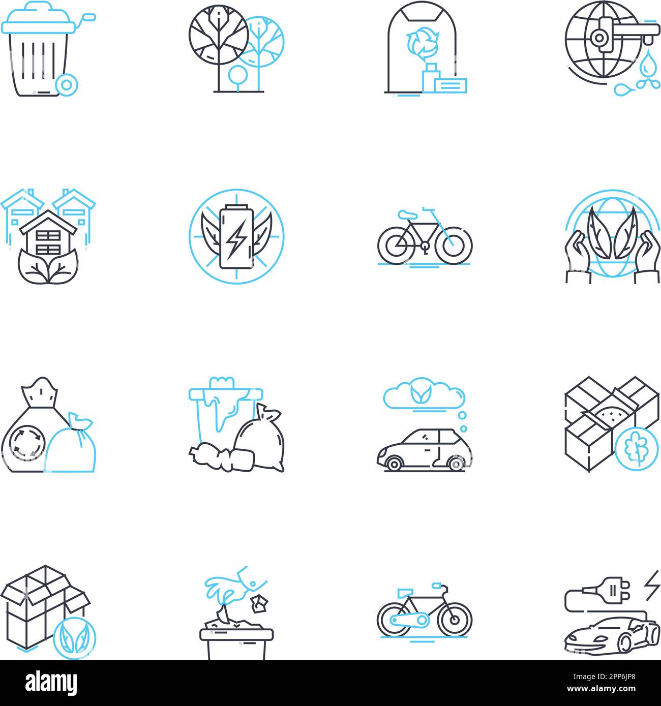 Renewable resourcefulness linear icons set. Solar, Wind, Hydro ...