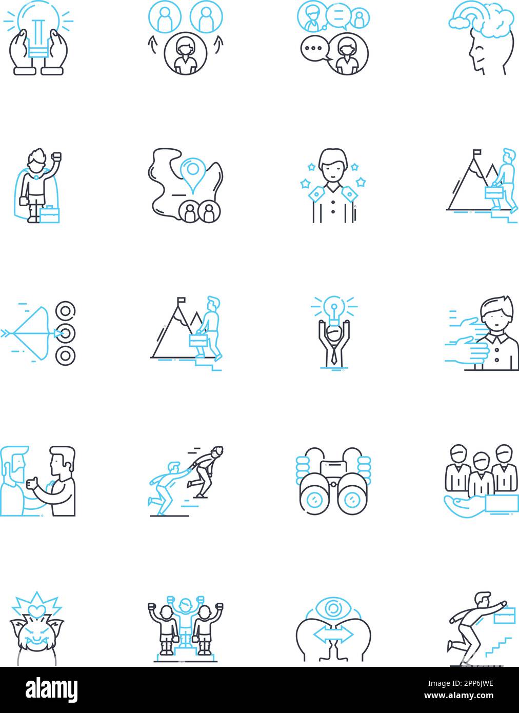 Project coordination linear icons set. Collaboration, Management, Organize, Planning, Leadership ...