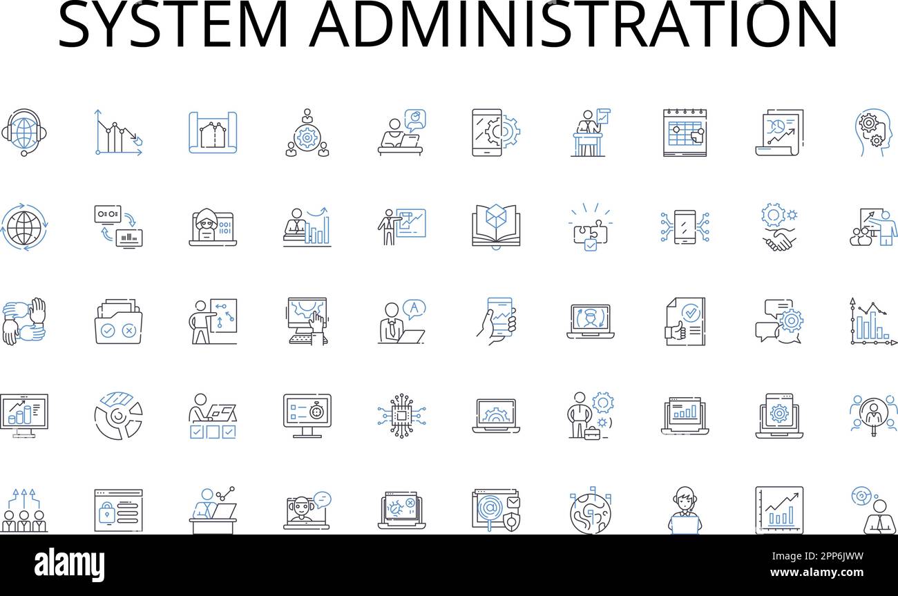 System administration line icons collection. Compliance, Examination ...