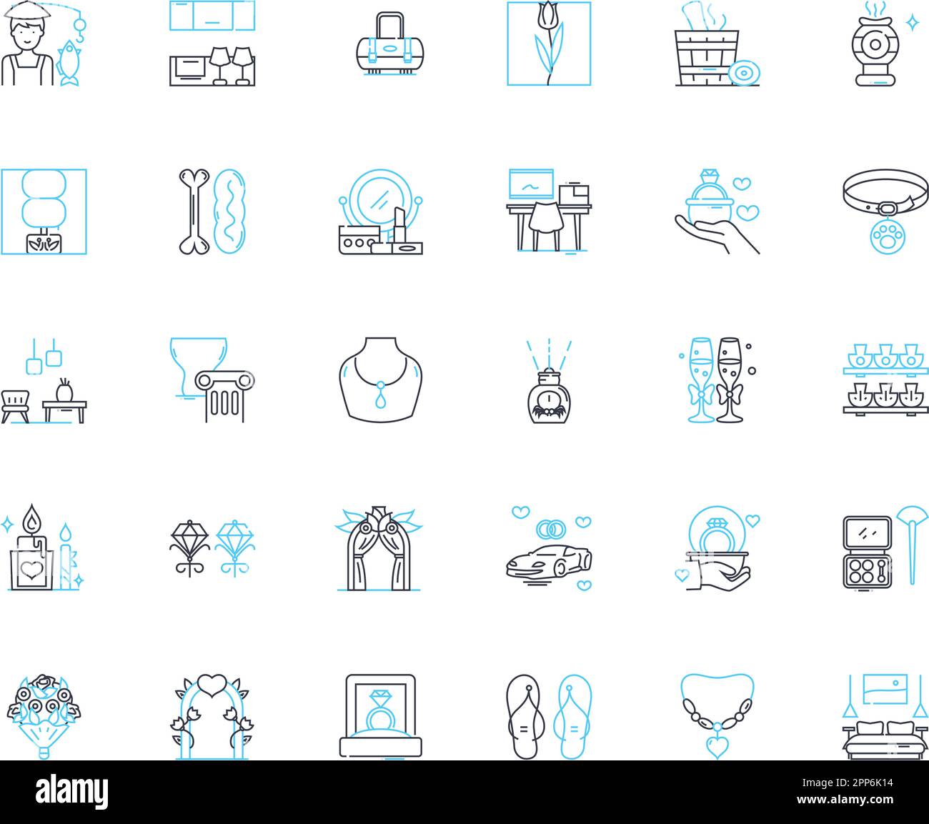 Affix linear icons set. Prefix, Suffix, Root, Derivative, Inflection ...
