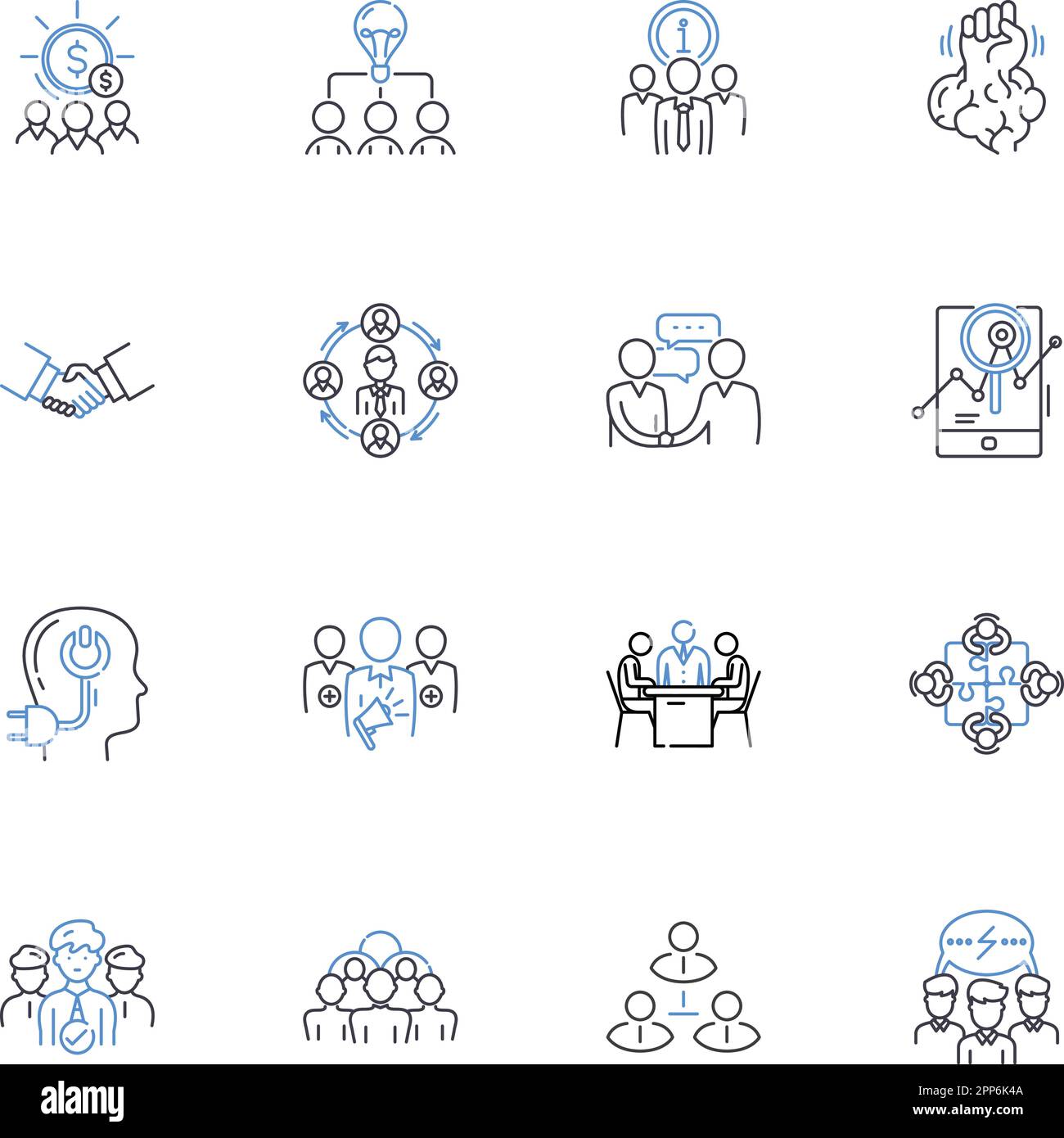 Harmonious teamwork line icons collection. ollaboration, Unity, Synergy ...