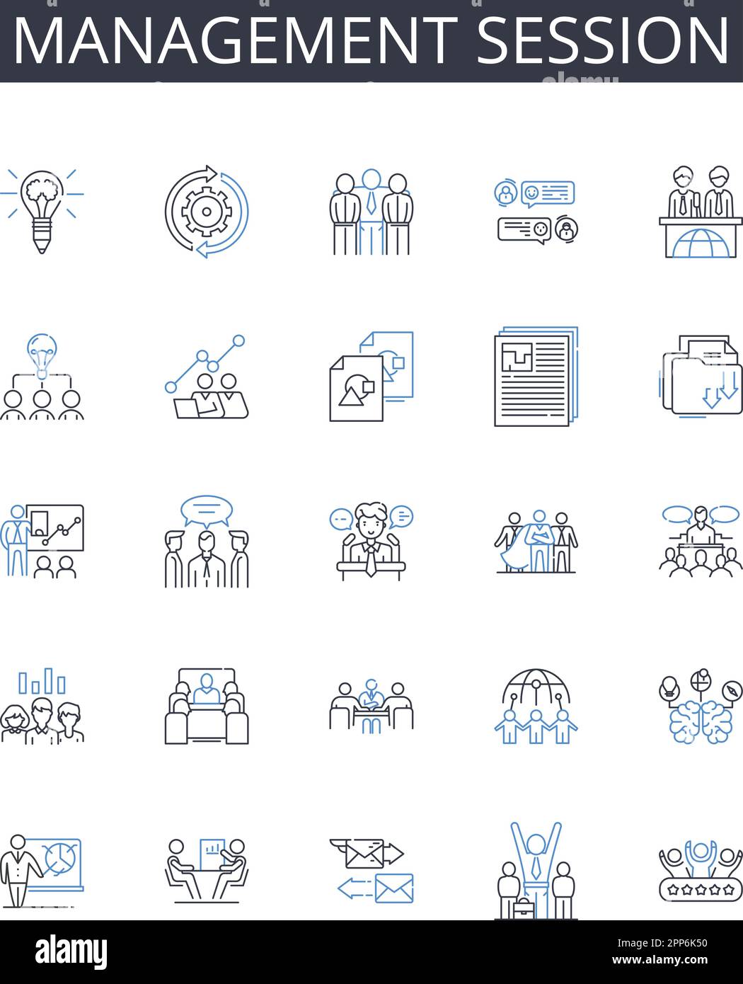 Management session line icons collection. Fitness, Endurance, Strength ...