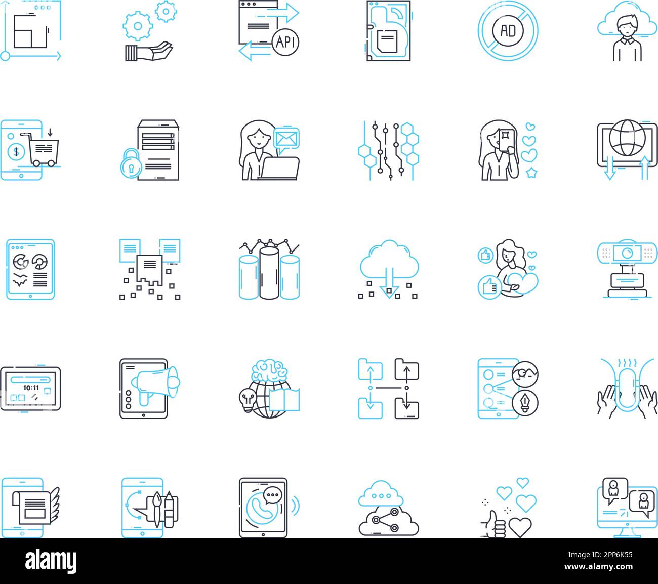 Public marketing linear icons set. Branding, Advertising, Promotion ...