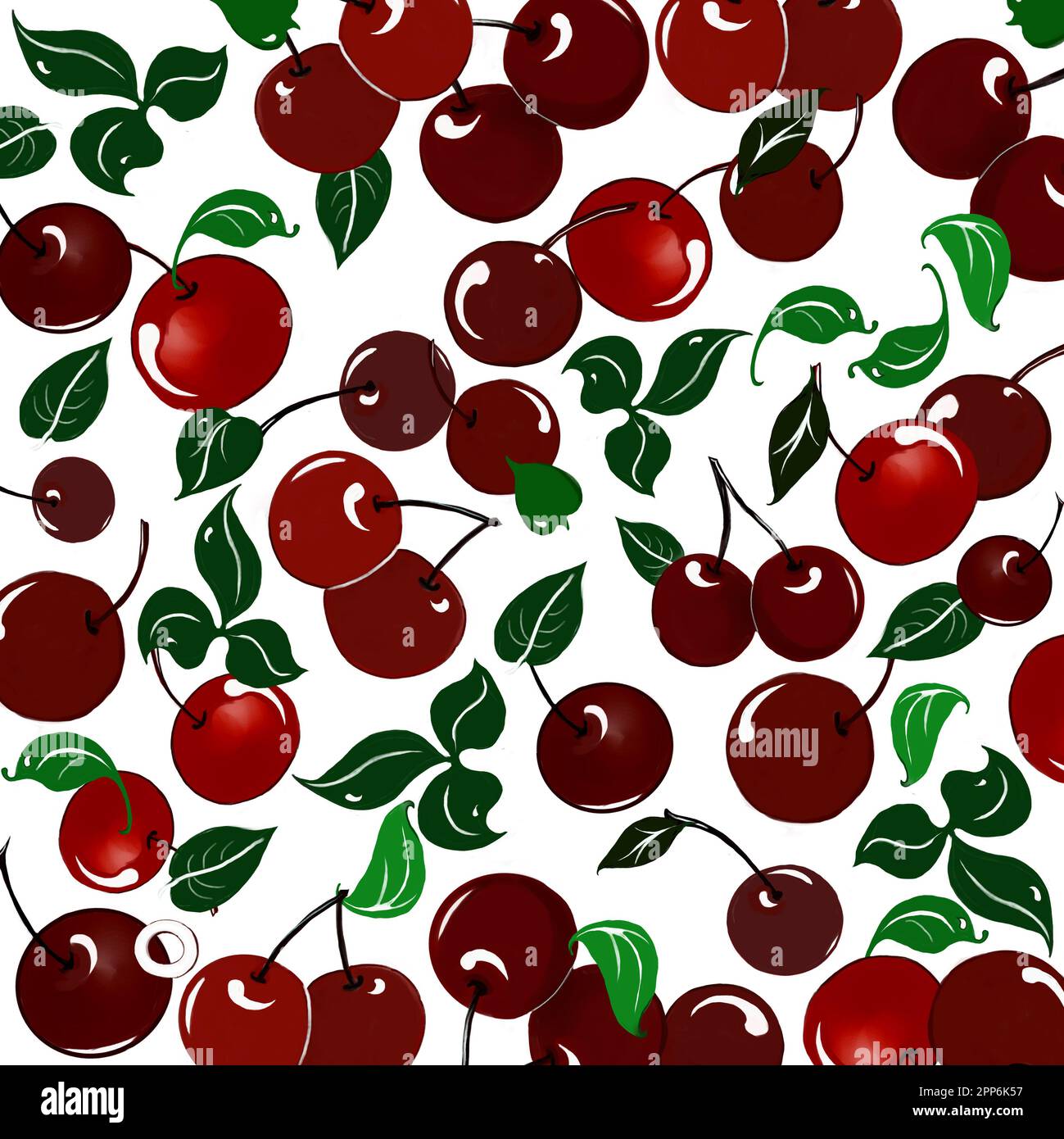 cherry pattern, red, burgundy, ripe cherry, for the design of dishes ...