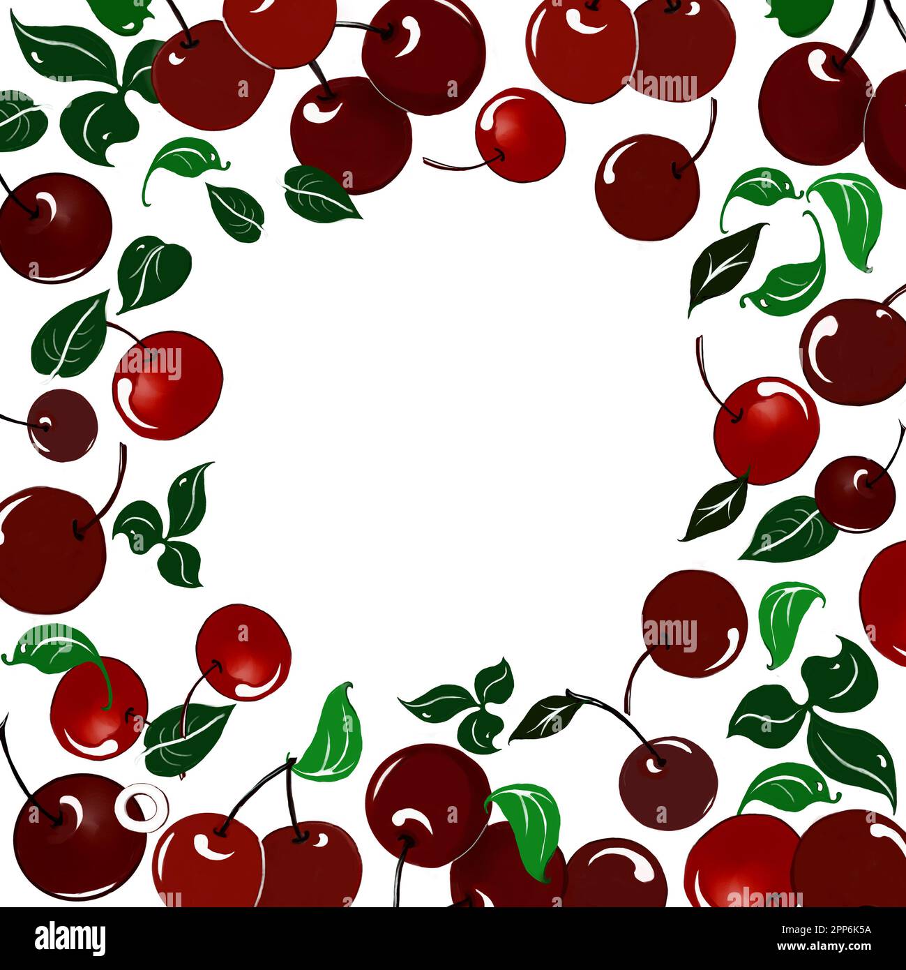 cherry frame, red, burgundy, ripe cherry, for the design of dishes ...