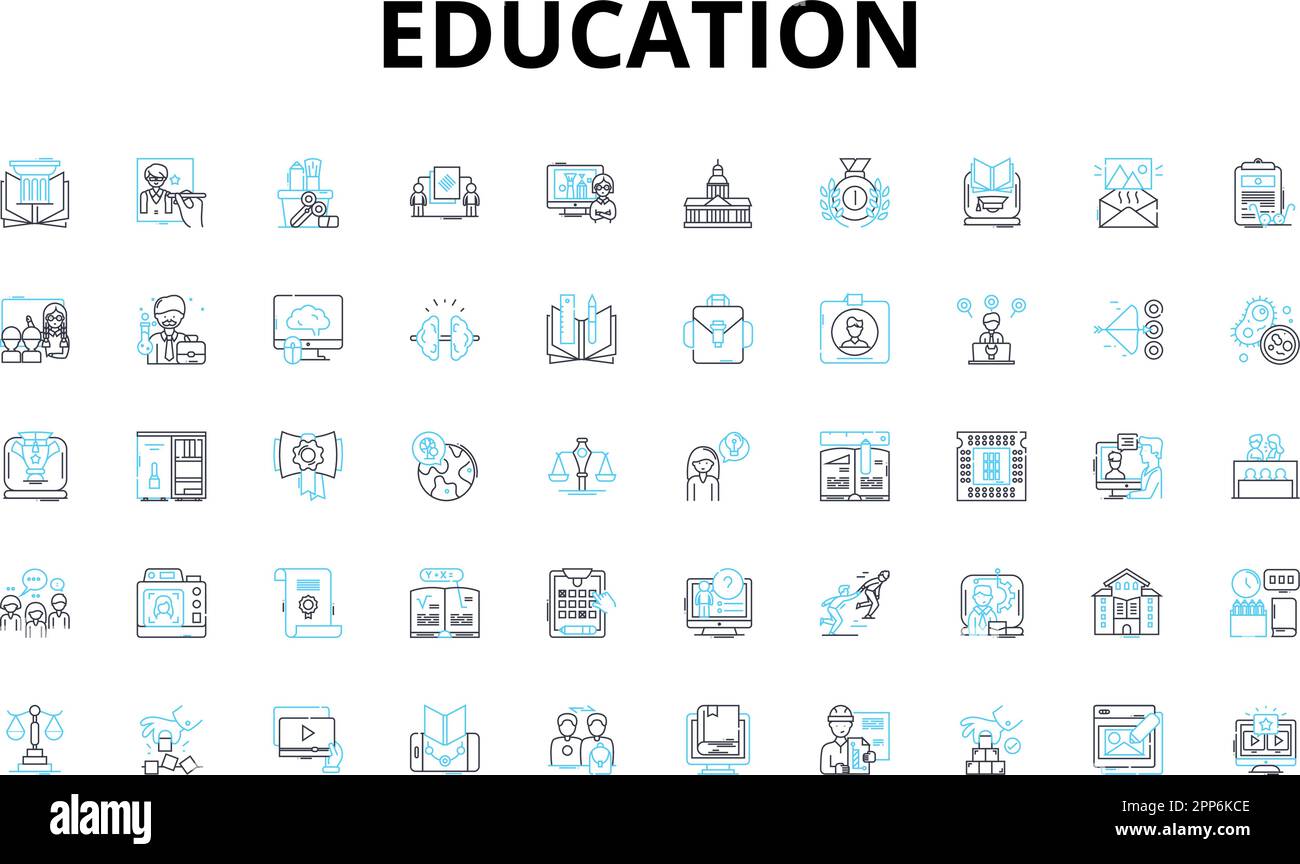 Education linear icons set. Learning, Knowledge, Teaching, Instruction, Curriculum, Classroom ...