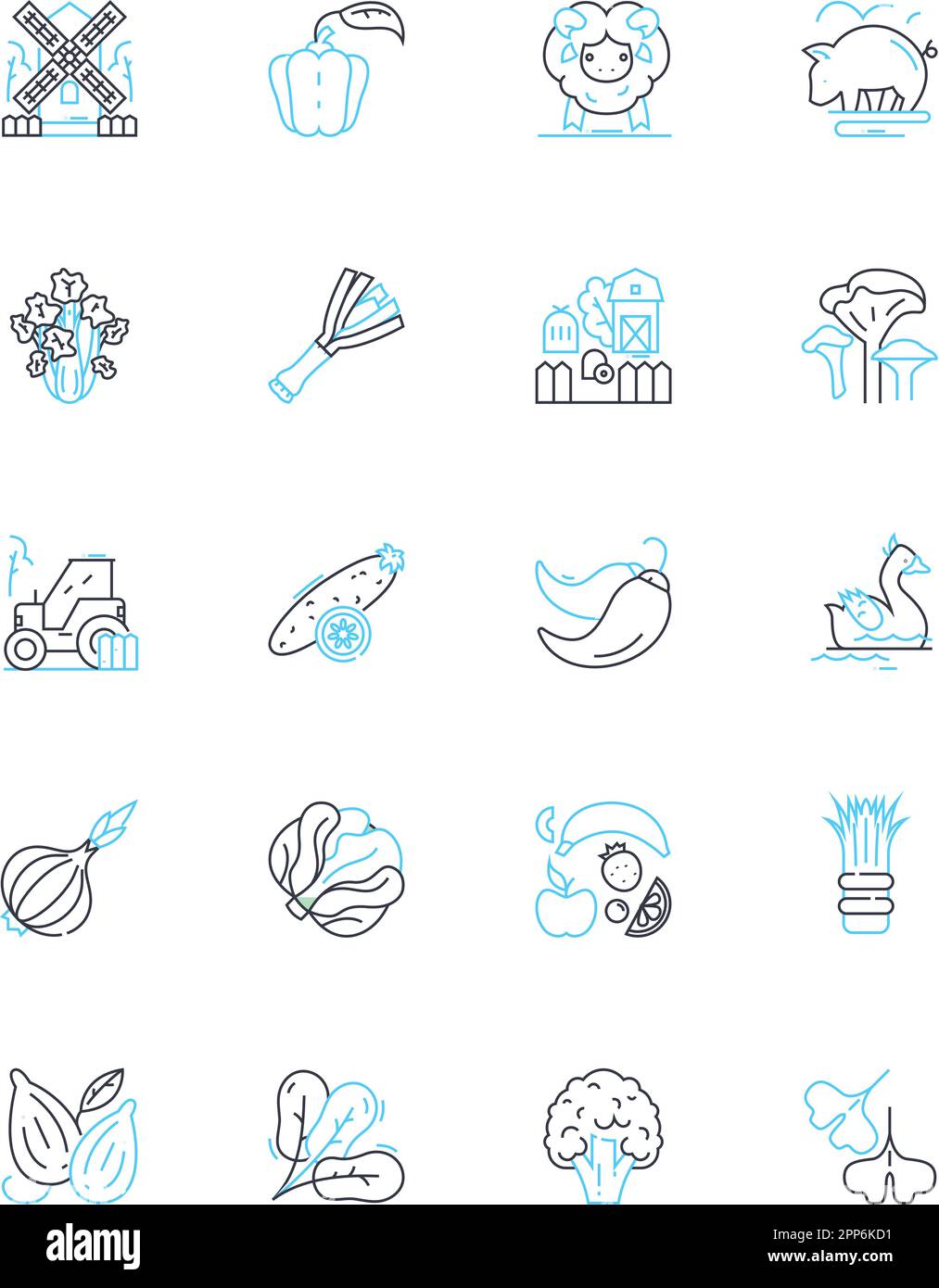 Cropland linear icons set. Agriculture, Harvest, Irrigation, Fertilizer ...