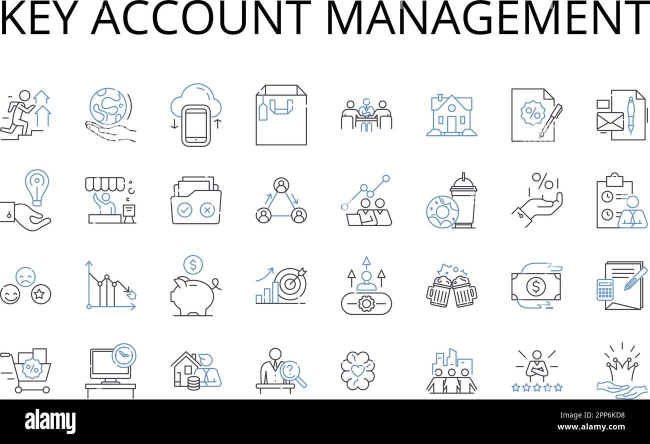 Key account management line icons collection. Strategic planning ...