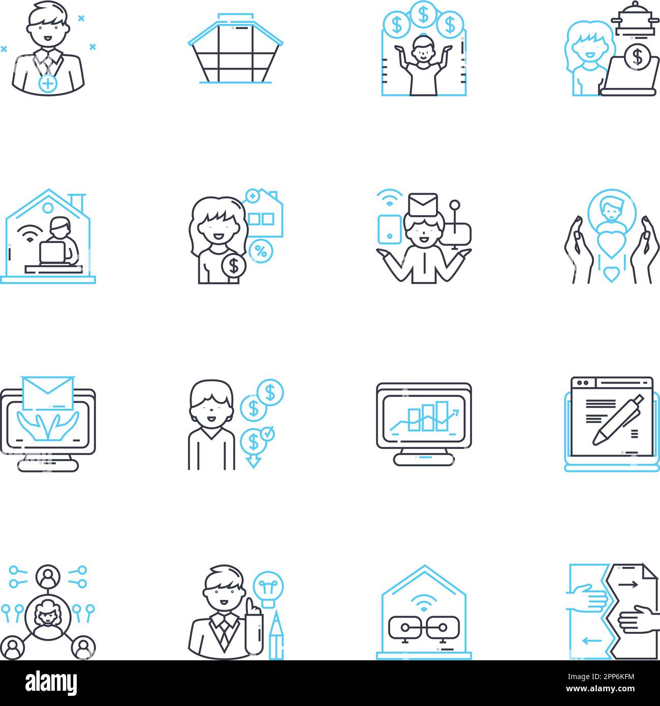 Advancement Process linear icons set. Development, Progress ...