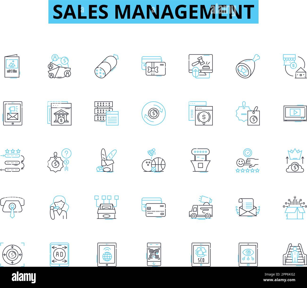 Sales Management Linear Icons Set Prospecting Pipeline Forecasting