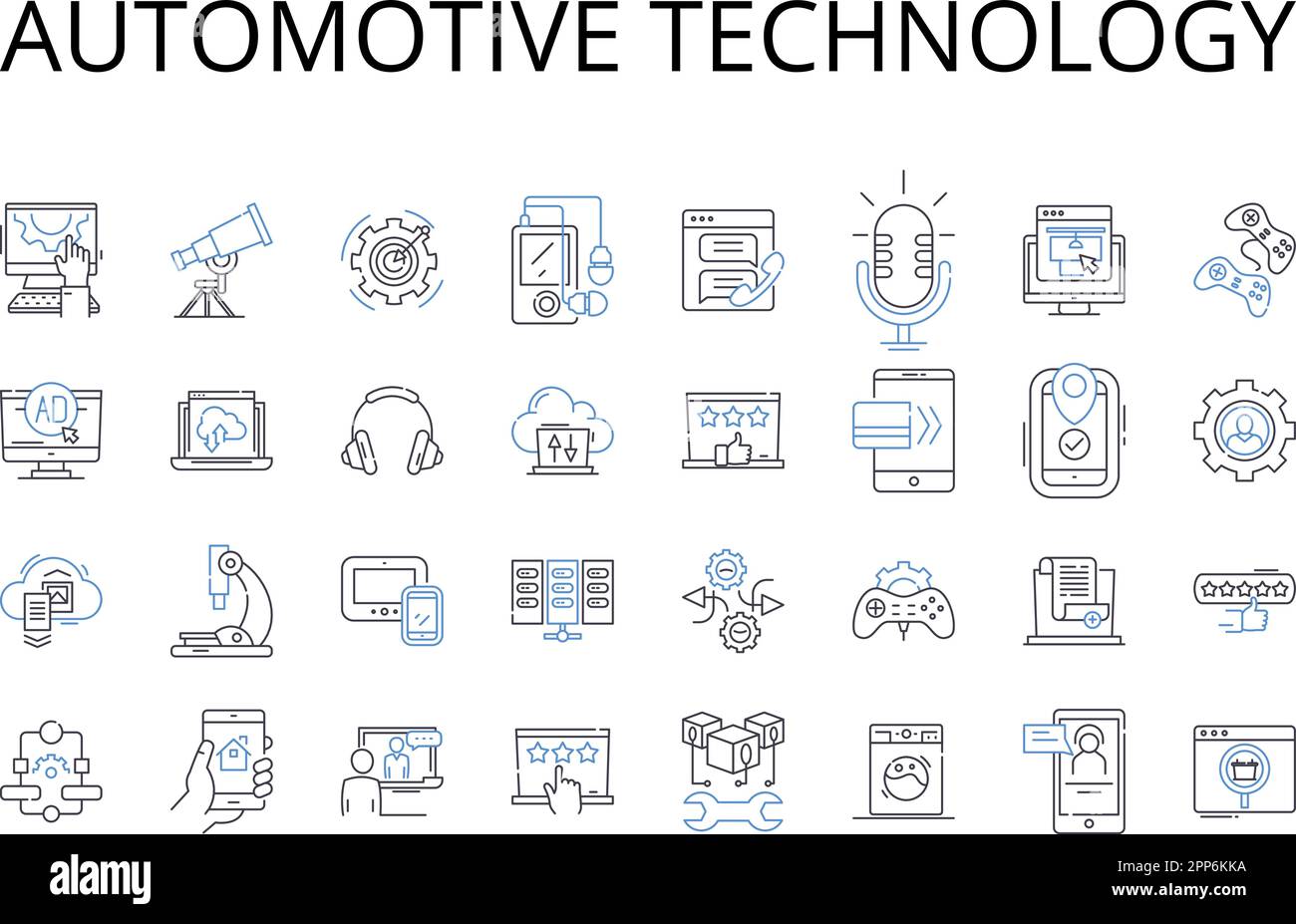 automotive technology line icons collection. Space travel, Information ...