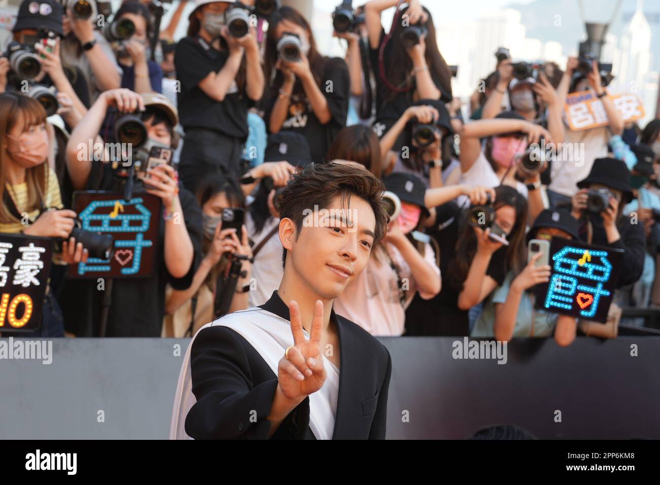 Arrival of Edan Lui Cheuk-on to the 41st Hong Kong Film Awards presentation ceremony at the ...