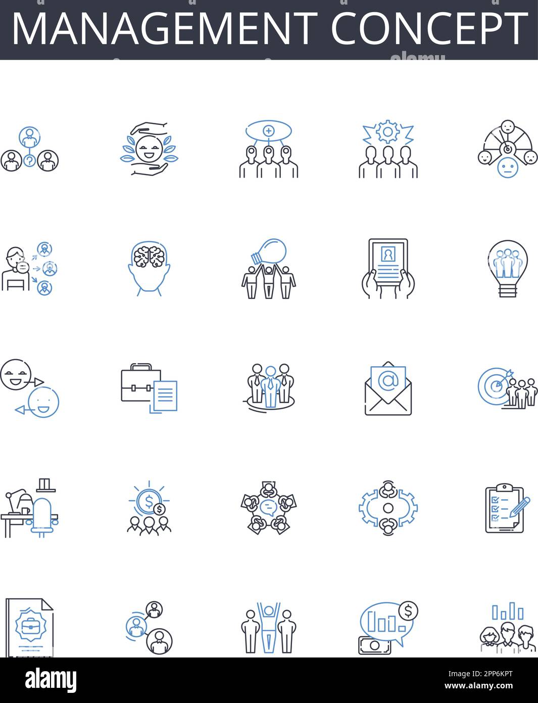 Management concept line icons collection. Leadership theory ... Management concept line icons collection. Leadership theory ...