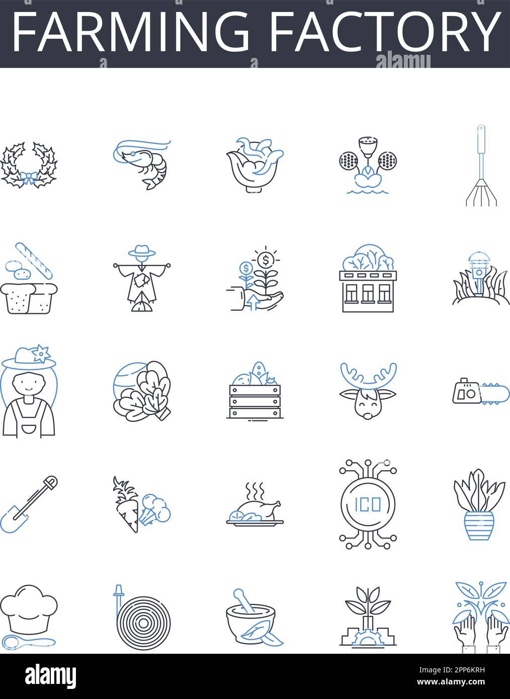 Farming factory line icons collection. Creativity, Talent, Imagination ...