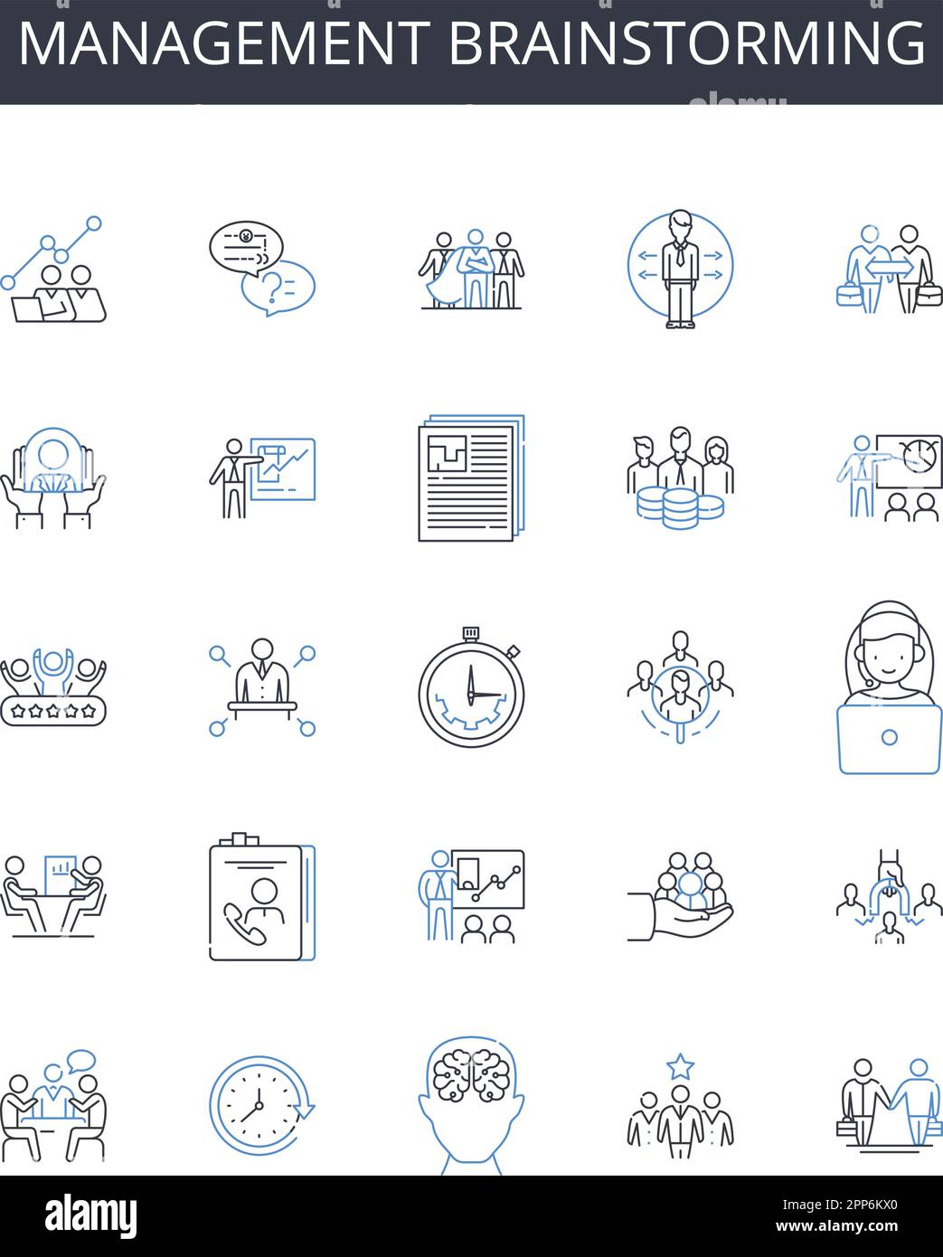 Management Brainstorming Line Icons Collection Leadership Innovation