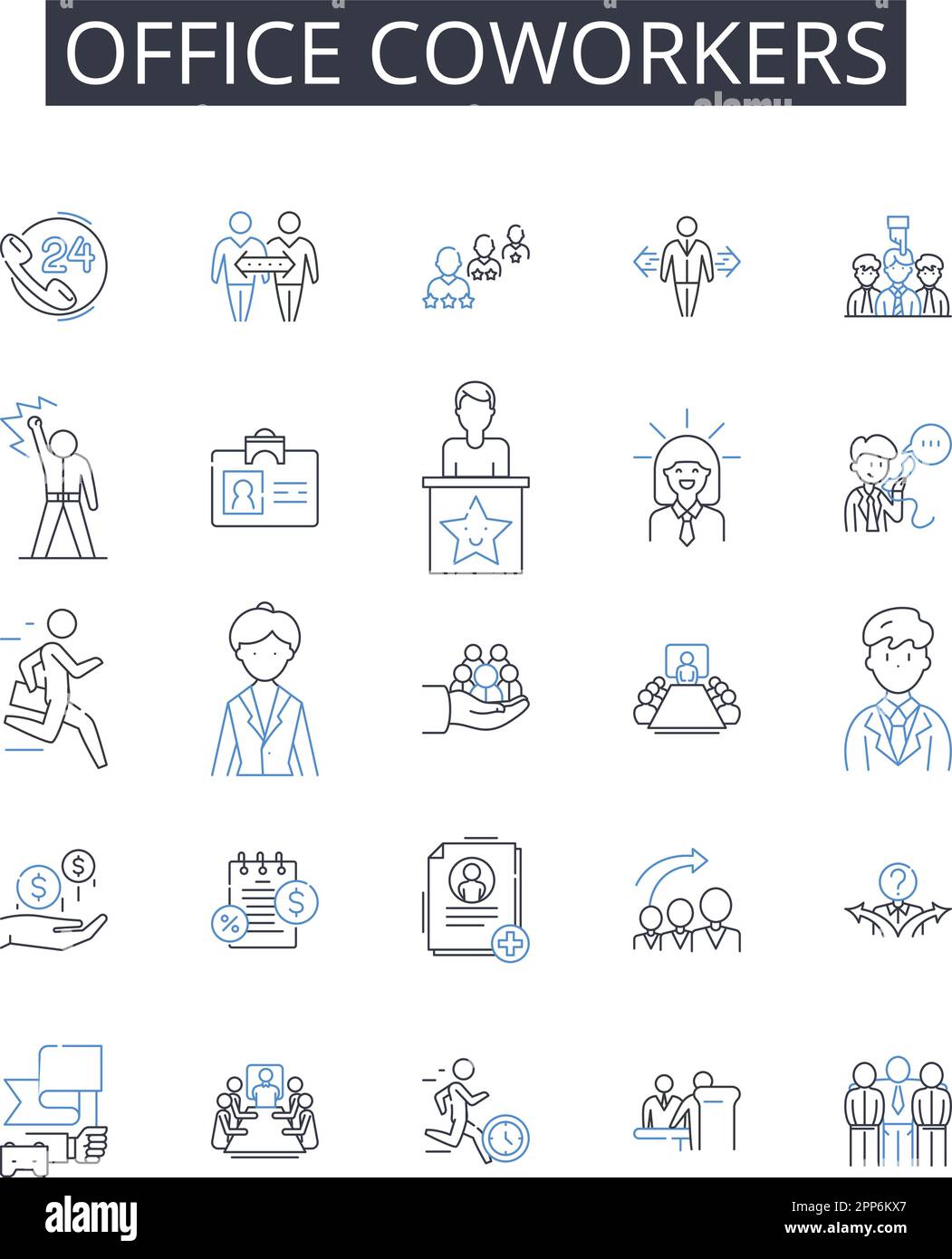 Office coworkers line icons collection. Work colleagues, Desk mates ...