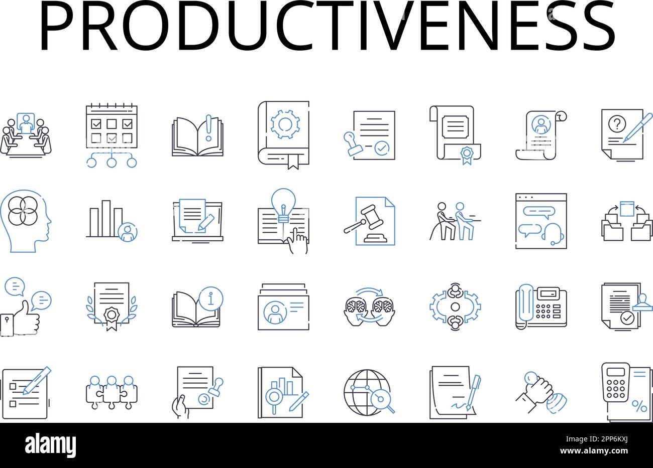 Productiveness outline icons collection. Efficiency, Effectiveness ...