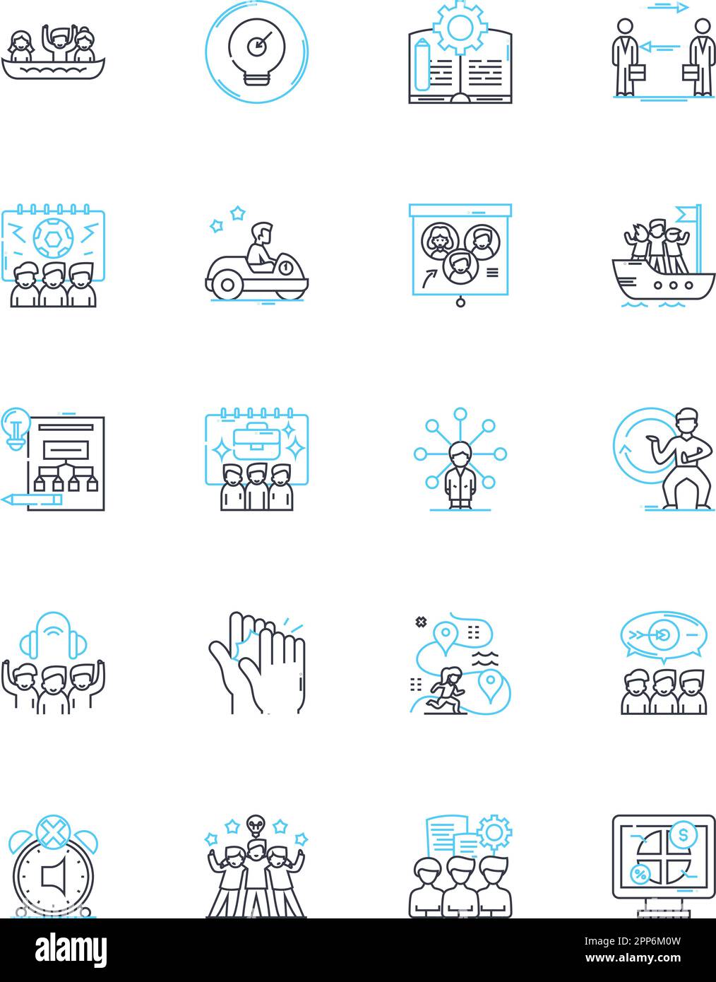 Labor Performance Linear Icons Set Efficiency Productivity Output Motivation Dedication