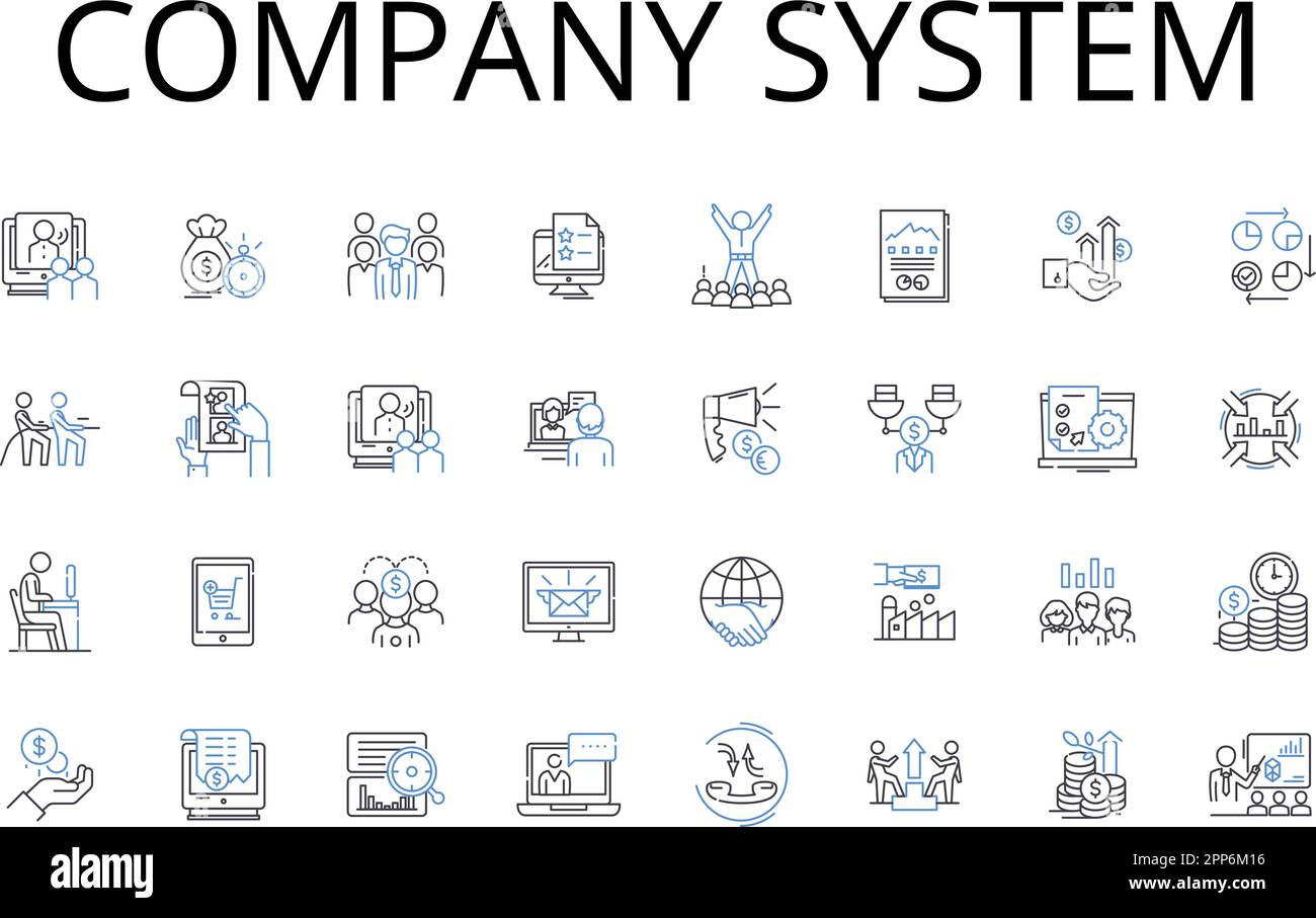 Company System Line Icons Collection Business Structure Corporation
