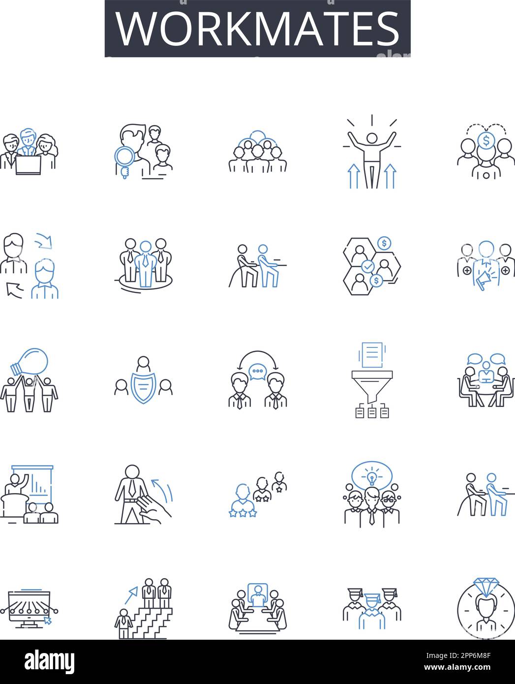 Workmates line icons collection. Colleagues, Comrades, Peers, Partners ...