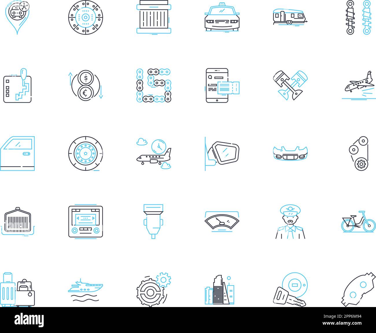 Pilot linear icons set. Aviator, Cockpit, Flight, Navigation, Aircraft ...