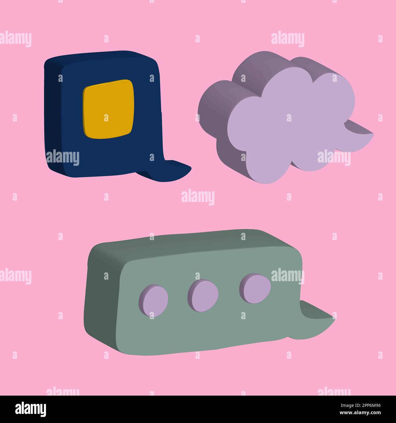 Speech bubble 3d. Talking clouds for chat and messages. Dialog icon set on isolated background ...