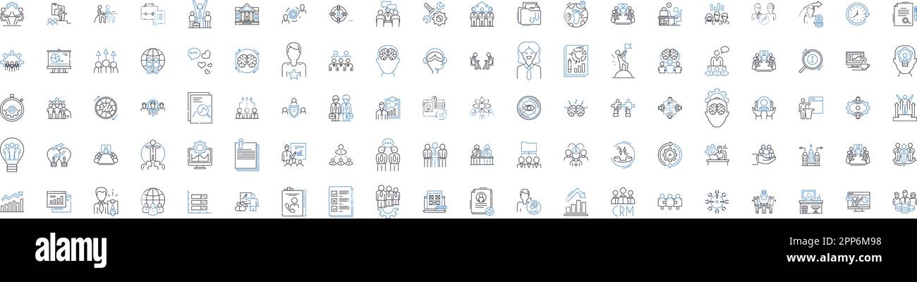 Sales department line icons collection. Conversion, Revenue, Targets ...