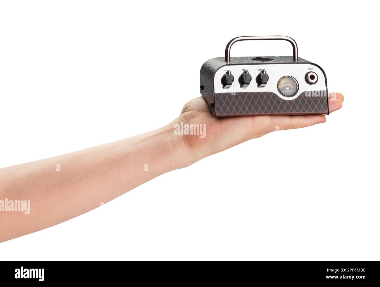 guitar amplifier in hand path isolated on white Stock Photo - Alamy