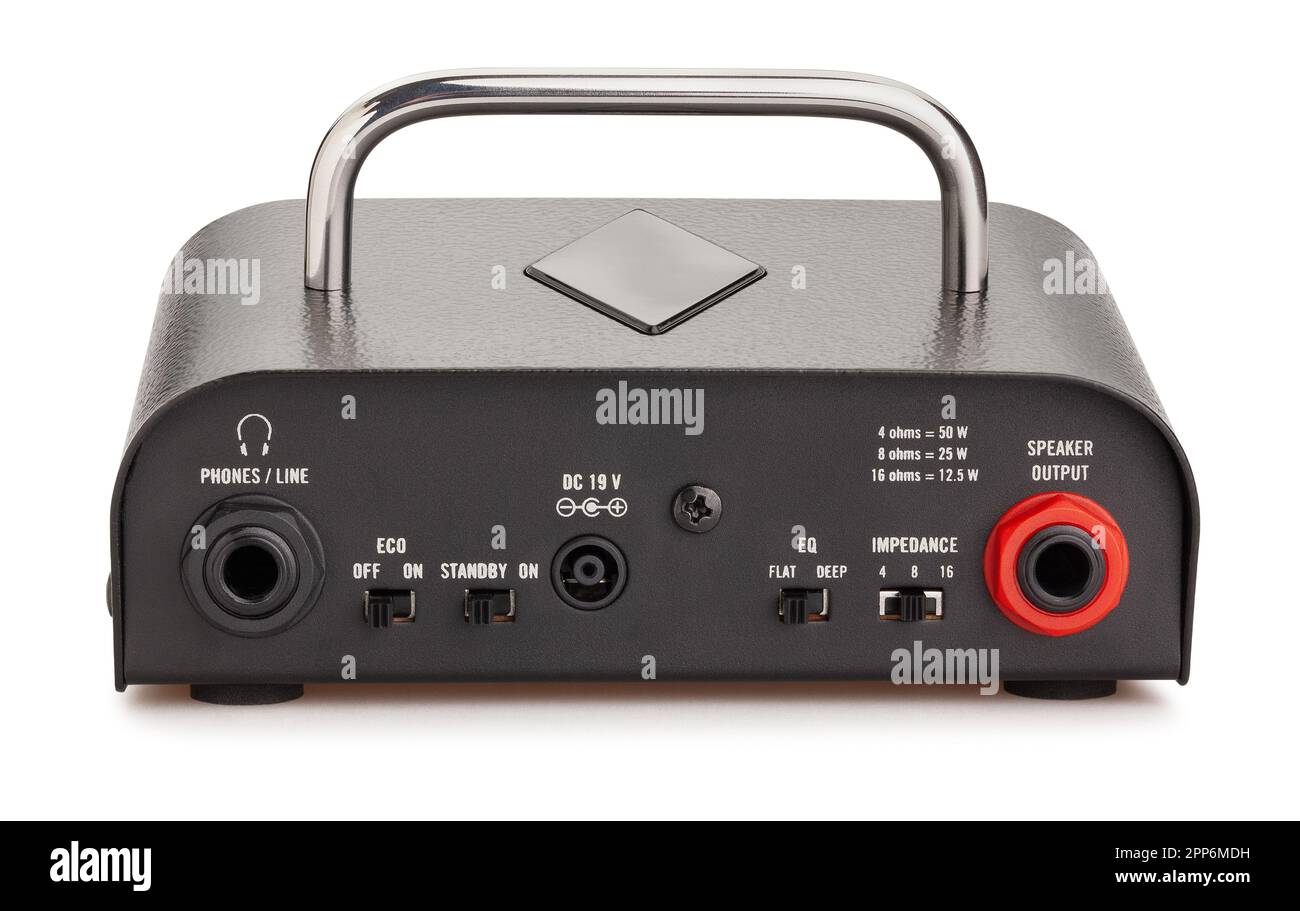 guitar amplifier back path isolated on white Stock Photo - Alamy