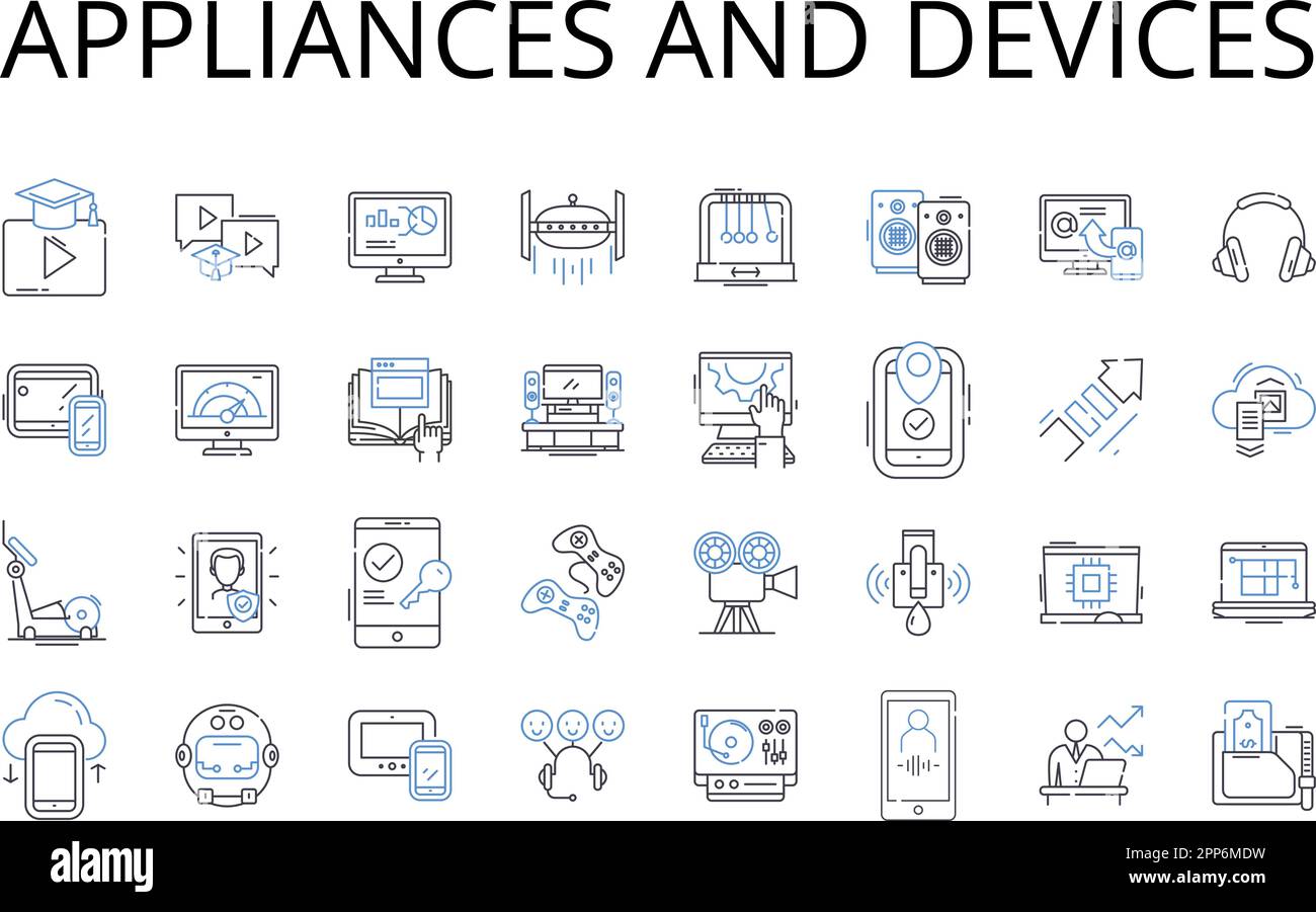Appliances and devices line icons collection. Tools and gadgets, Items ...
