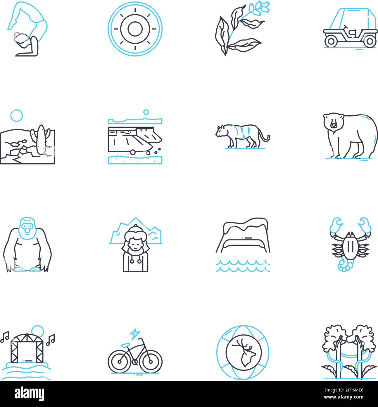 Tent living linear icons set. Cozy, Adventurous, Rustic, Simplistic ...