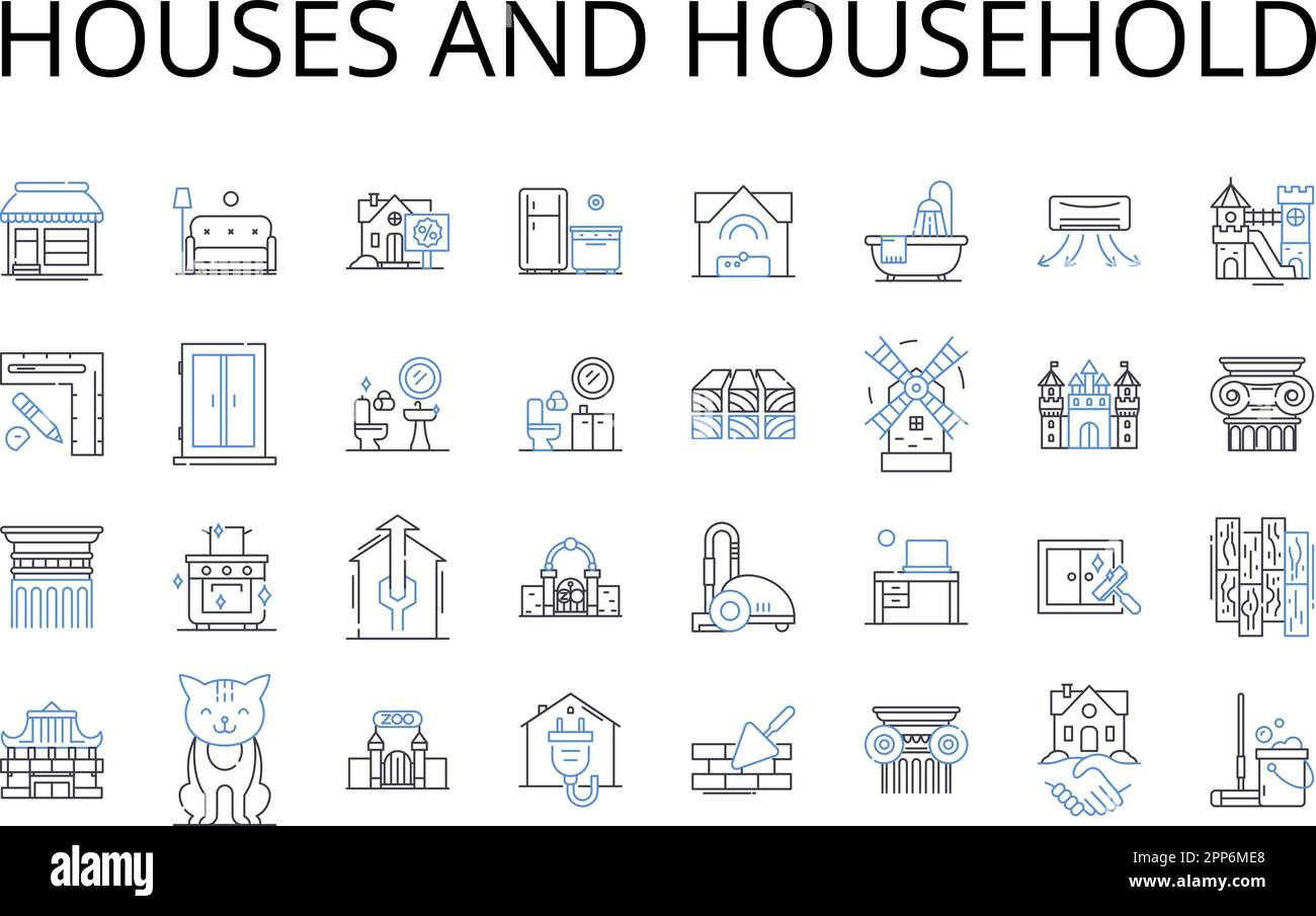 Houses and household line icons collection. Dwelling place, Home, Abode ...