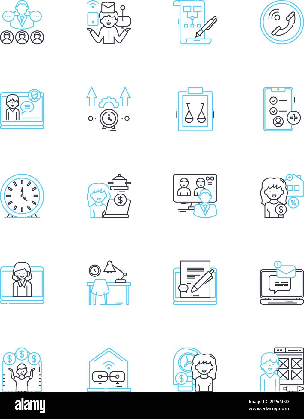 Satellite office linear icons set. Remote, Branch, Outpost, Offsite ...