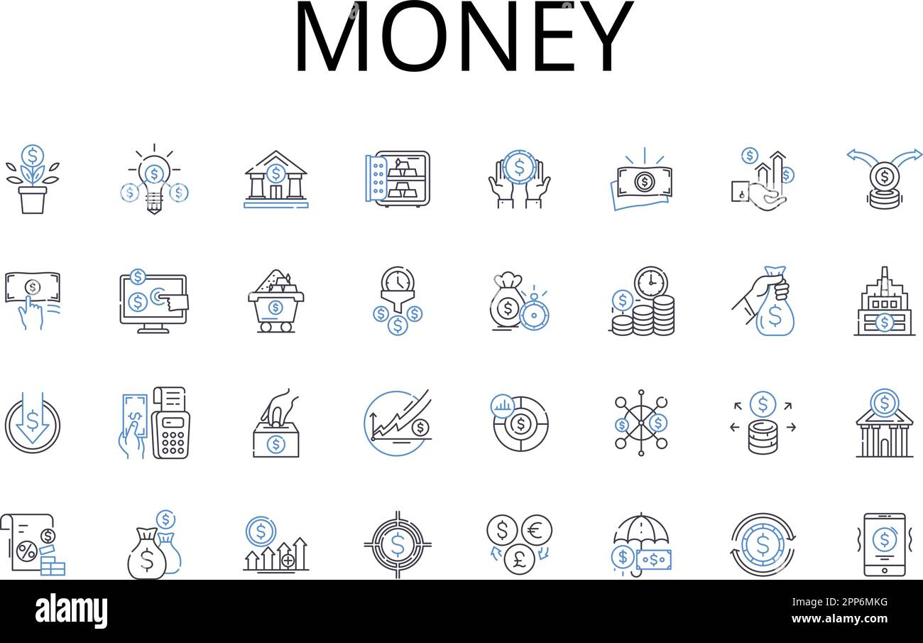 Money line icons collection. Wealth, Currency, Cash, Dough, Bucks ...