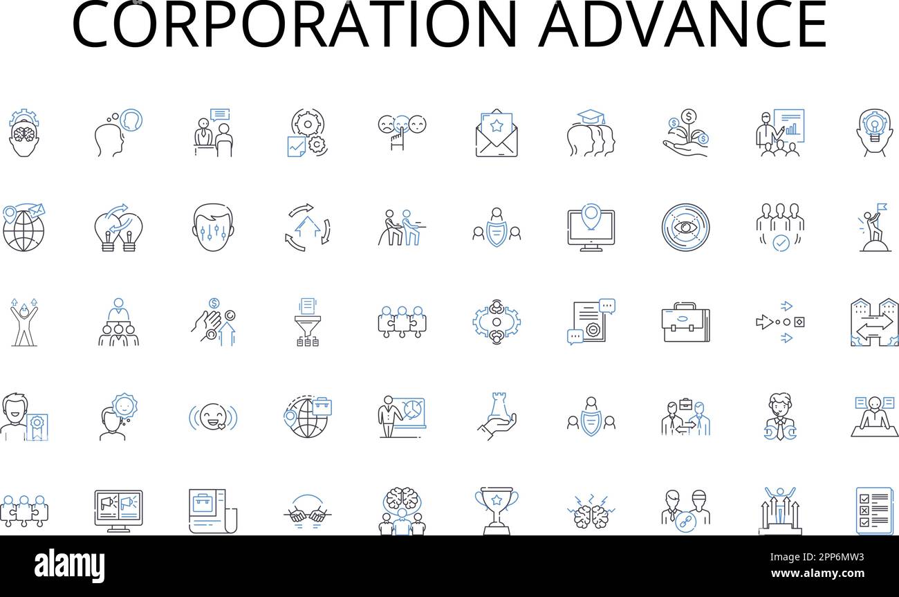 Corporation advance line icons collection. Partnership, Synergy ...