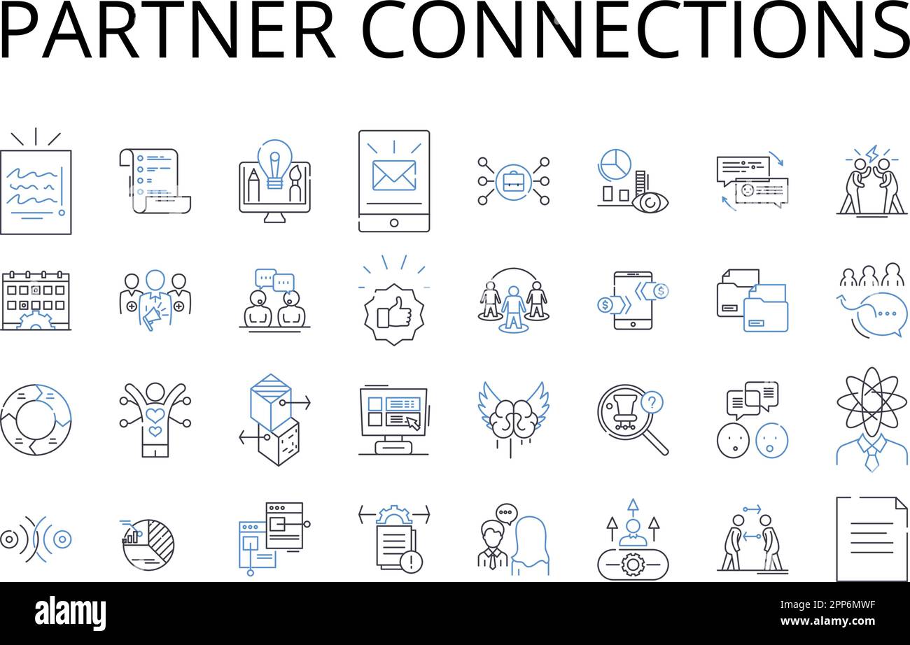 Partner connections line icons collection. Associate relationships, Collaborator nerks, Comrade ...