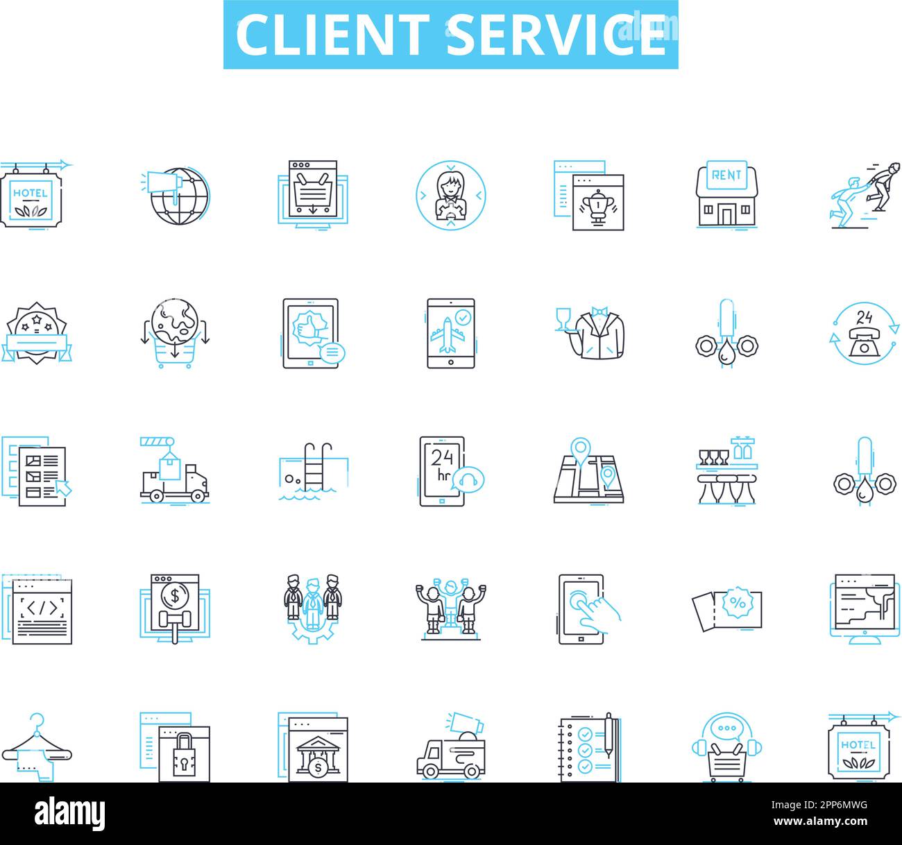 Client Service Linear Icons Set Support Help Assistance Compassion Empathy Relationship
